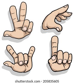 Set Cartoon Hand Signs Vector Illustration Stock Vector (Royalty Free ...