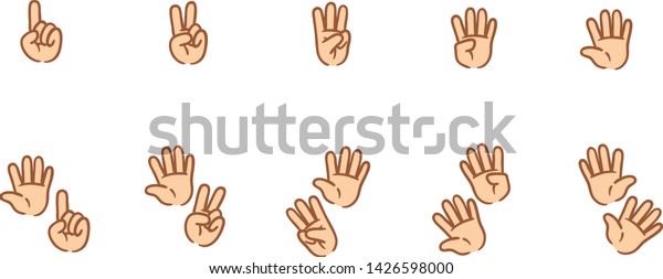 Set Cartoon Hands Kids Learning Basic Stock Vector (Royalty Free ...