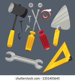 Set Cartoon Hardware Equipment Tools Stock Vector (Royalty Free ...