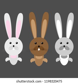 Set Cartoon Hares Vector Illustration Set Stock Vector (Royalty Free ...