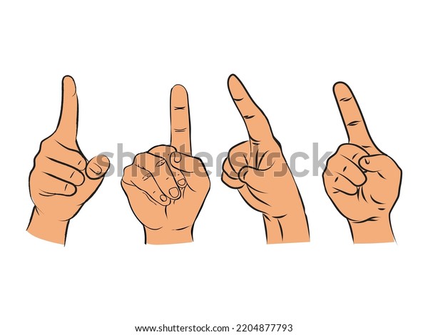Set Cartoon Human Hands Showing Forefinger Stock Vector (Royalty Free ...