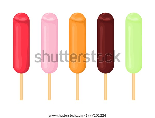 Set Cartoon Ice Cream Different Flavors Stock Vector (Royalty Free ...