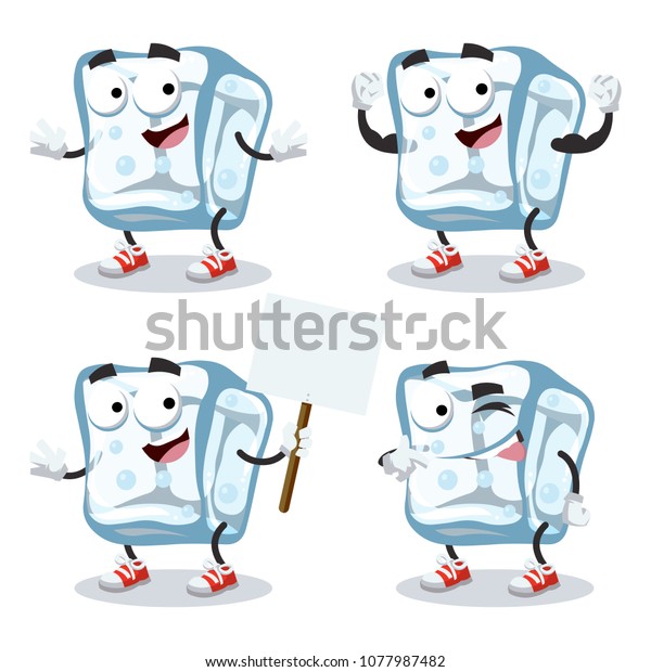 Set Cartoon Ice Cube Mascot On Stock Vector (Royalty Free) 1077987482 ...