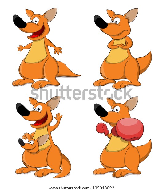 Set Cartoon Kangaroos Stock Vector (Royalty Free) 195018092 | Shutterstock