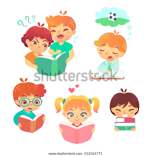 Set Cartoon Kids Books Vector Illustration 스톡 벡터(로열티 프리) 552565771 ...