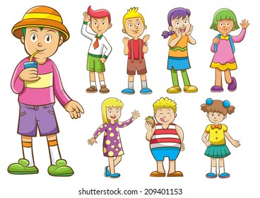 Set Cartoon Kidseps10 File Simple Technique Stock Vector (Royalty Free ...