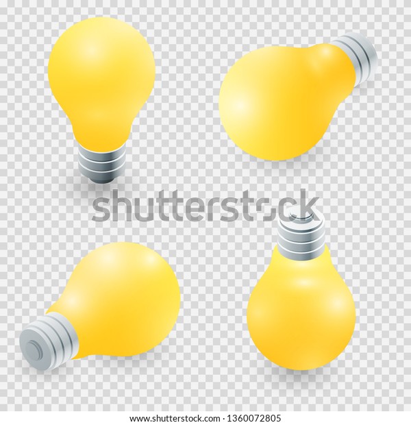 Set Cartoon Lightbulbs Isometric View Isolated Stock Vector (Royalty ...