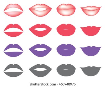 Set Cartoon Lips Different Colors Stock Vector (Royalty Free) 460948975 ...