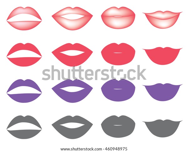 Set Cartoon Lips Different Colors Stock Vector (Royalty Free) 460948975 ...