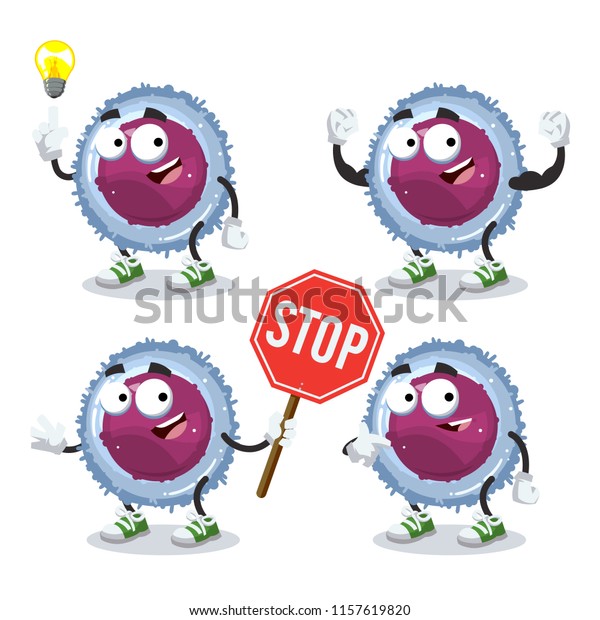 Set Cartoon Lymphocyte Cells Character Mascot Stock Vector (Royalty ...