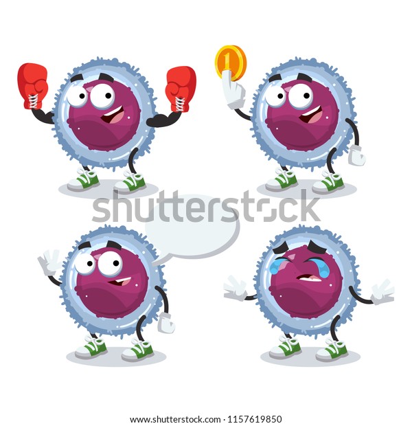 Set Cartoon Lymphocyte Cells Character Mascot Stock Vector (Royalty ...