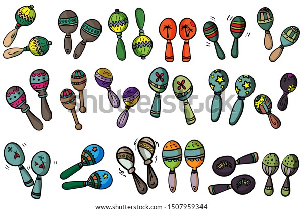 Set Cartoon Maracas On White Background Stock Vector (Royalty Free ...