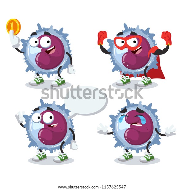 Set Cartoon Monocyte Cells Character Mascot Stock Vector (Royalty Free ...