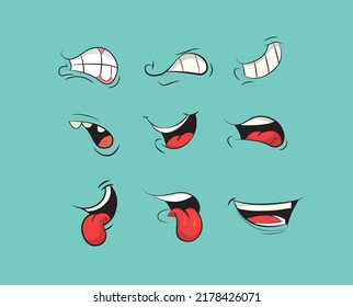 Set Cartoon Mouth Expression Stock Vector (Royalty Free) 2178426071 ...