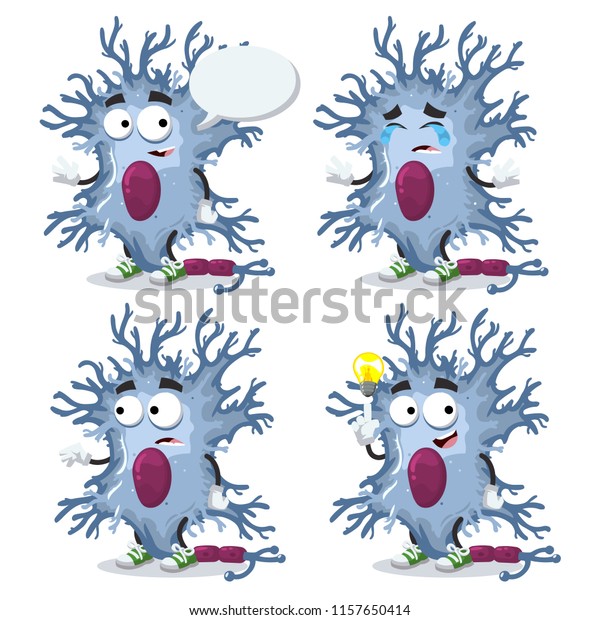 Set Cartoon Neuron Cells Character Mascot Stock Vector (Royalty Free ...