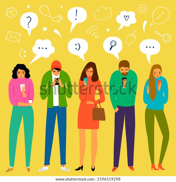 Set Cartoon People Standing Looking On Stock Vector (Royalty Free ...