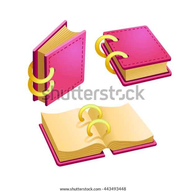 Set Cartoon Pink Book Different Anglesisolated Stock Vector (Royalty ...