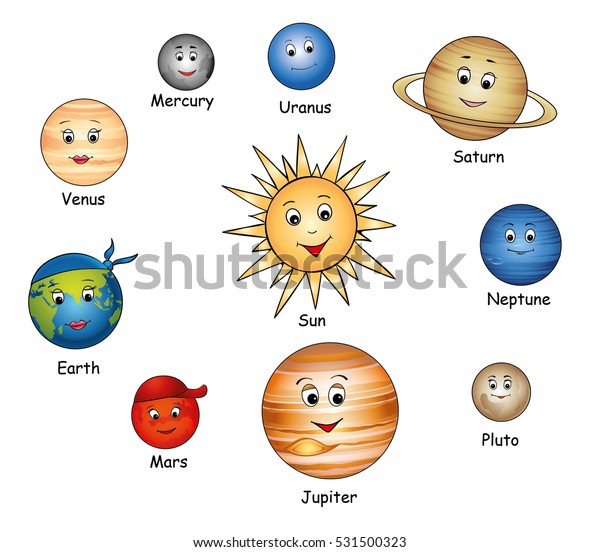 Set Cartoon Planets On White Background Stock Vector (Royalty Free ...