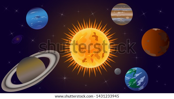 Set Cartoon Planets Solar System Space 스톡 벡터(로열티 프리) 1431233945 ...