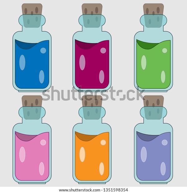 Set Cartoon Potion Bottles Vector Illustration Stock Vector (Royalty ...