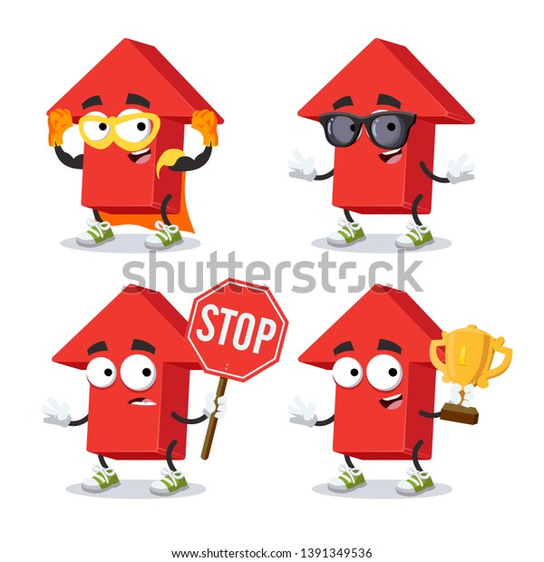 Set Cartoon Red Arrow Character Mascot Stock Vector (Royalty Free ...