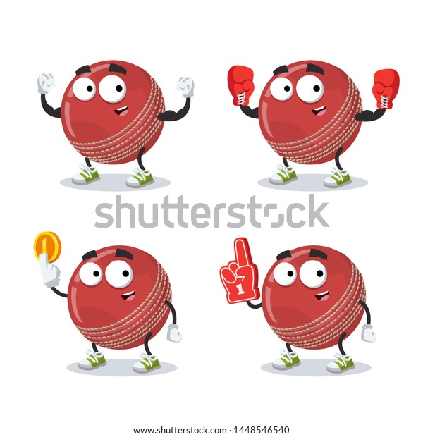 Set Cartoon Red Leather Cricket Ball Stock Vector (Royalty Free ...