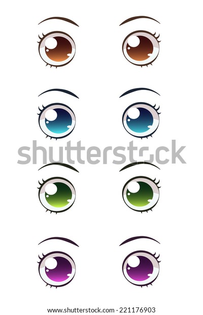 Set Cartoon Round Eyes Different Colors Stock Vector (Royalty Free ...
