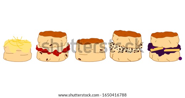 Set Cartoon Scones Biscuits Various Flavors Stock Vector (Royalty Free ...