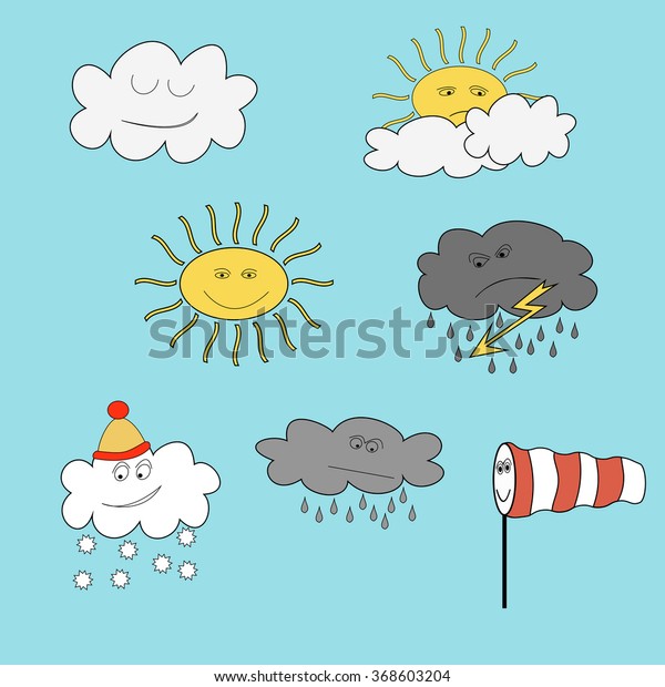 Set Cartoon Signs Weather Forecast Stock Vector (Royalty Free ...