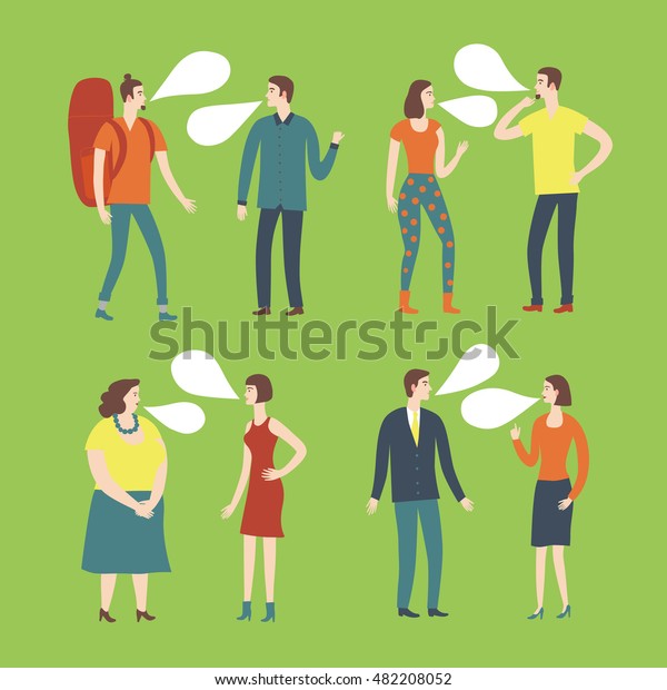 Set Cartoon Speaking People Various Lifestyles Stock Vector (Royalty ...
