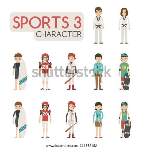 Set Cartoon Sport Characters Eps10 Vector Stock Vector (Royalty Free ...