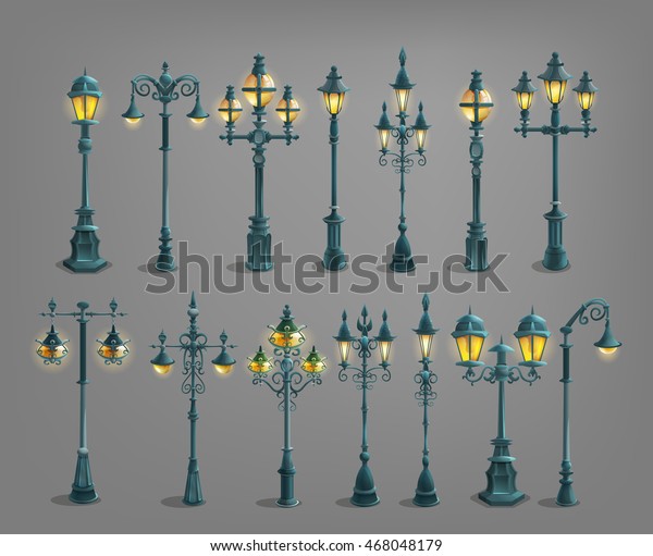 Set Cartoon Street Light Vector Illustration Stock Vector (Royalty Free ...