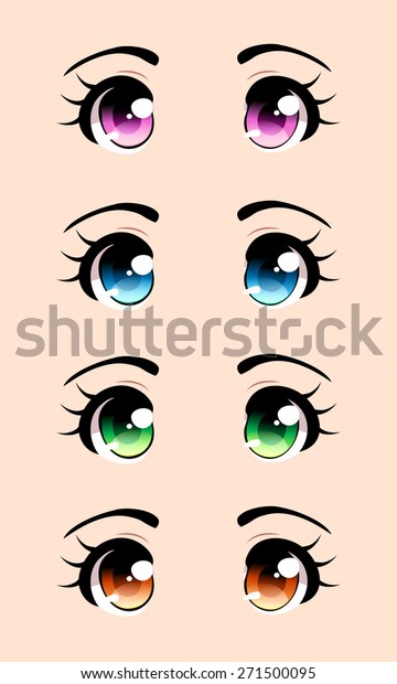 Set Cartoon Style Eyes Different Colors Stock Vector (Royalty Free ...