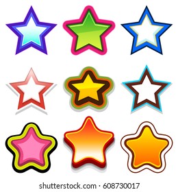 Set Cartoon Style Stars Vector Icon Stock Vector (Royalty Free ...