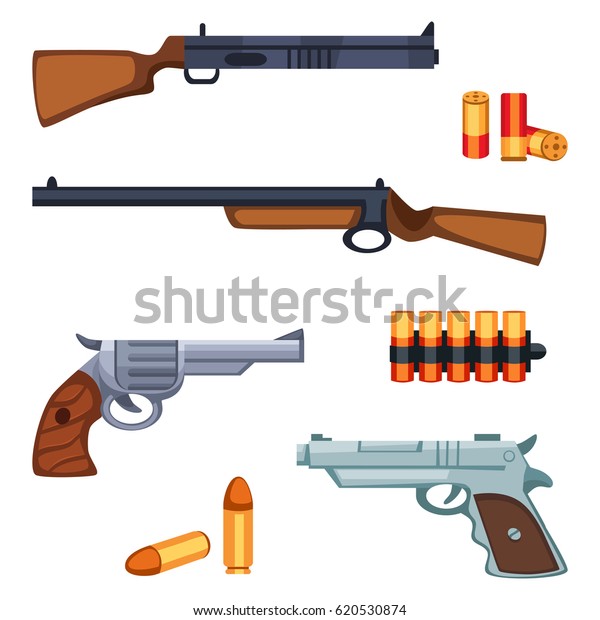 Set Cartoon Survival Game Items Firearms : image vectorielle de stock ...