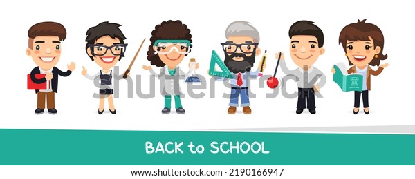 Set Cartoon Teacher Characters School Principal Stock Vector (Royalty ...