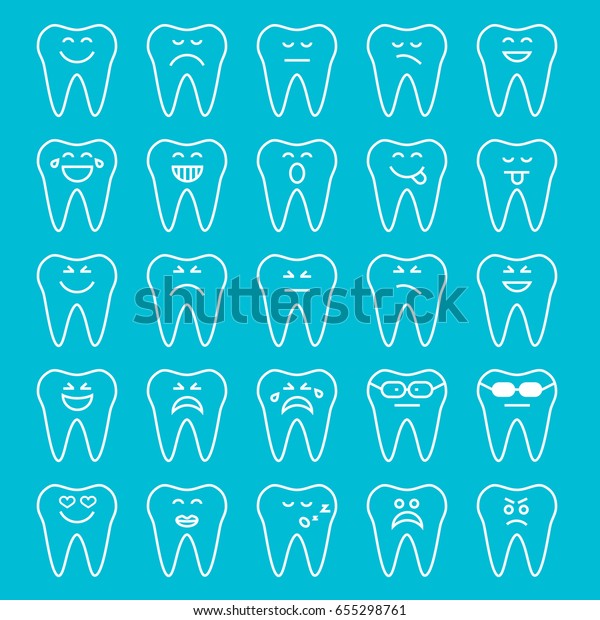 Set Cartoon Teeth Emotion Icons Dental Stock Vector (Royalty Free ...