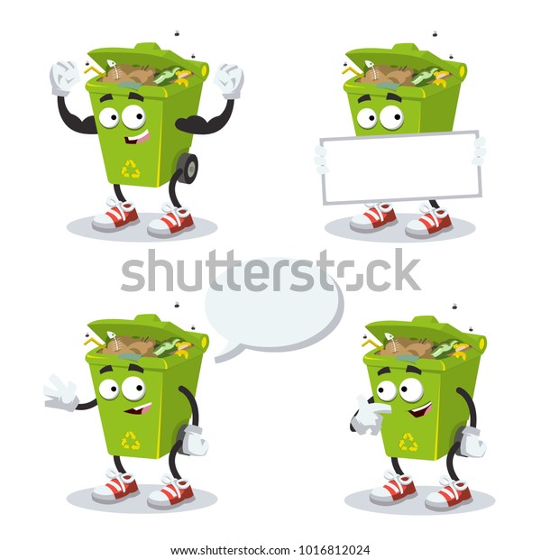 Set Cartoon Trash Can Mascot On Stock Vector (Royalty Free) 1016812024 ...