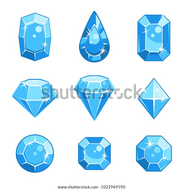 Set Cartoon Vector Blue Gem Stones Stock Vector (Royalty Free ...