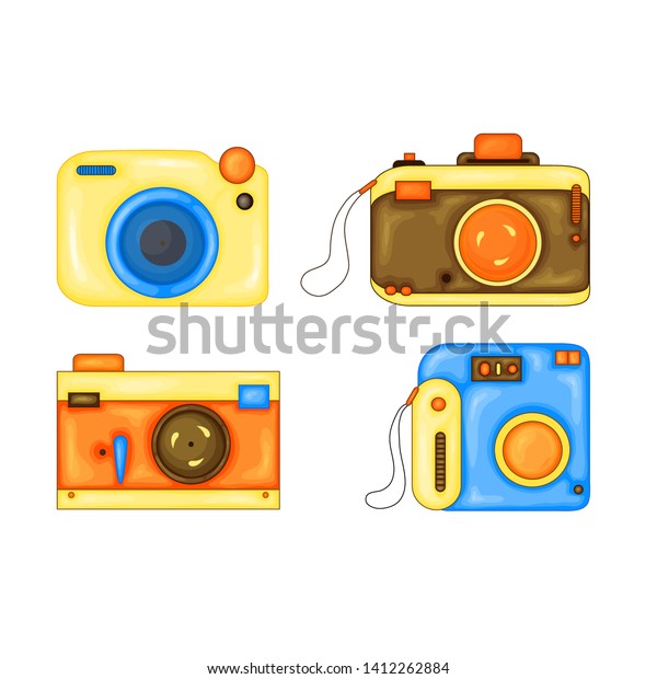 Set Cartoon Vector Illustration Photo Camera 库存矢量图（免版税）1412262884 ...