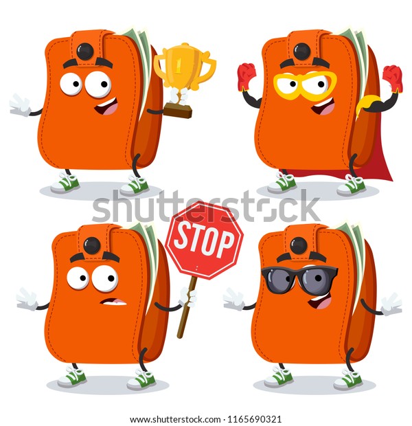 Set Cartoon Wallet Character Mascot On Stock Vector (Royalty Free ...
