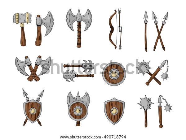 Set Cartoon Weapons Stock Vector (Royalty Free) 490718794 | Shutterstock