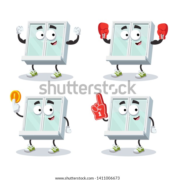 Set Cartoon White Closed Plastic Window Stock Vector (Royalty Free ...