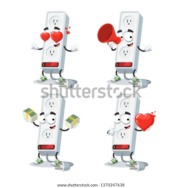 Set Cartoon White Electrical Power Strip Stock Vector (Royalty Free ...
