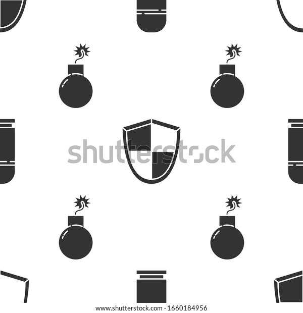 Set Cartridges Shield Bomb Ready Explode Stock Vector (Royalty Free ...