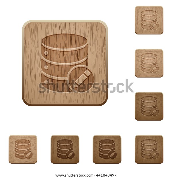 Set Carved Wooden Edit Database Buttons Stock Vector (Royalty Free ...