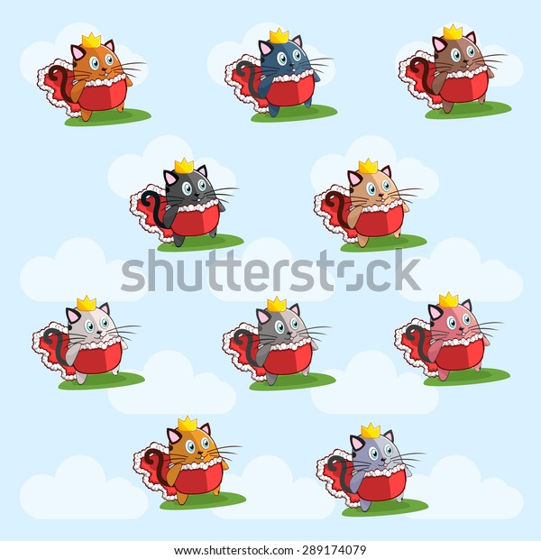 Set Cat Icons Funny Collection Different Stock Vector (Royalty Free ...