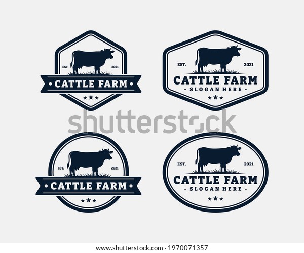 Set Cattle Farm Logo Template Design Stock Vector (Royalty Free ...