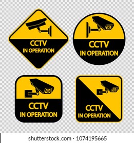 Set Cctv Camera Labelblack Video Surveillance Stock Vector (Royalty ...