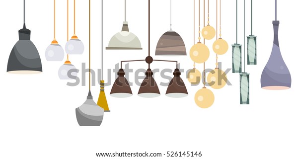 Set Ceiling Illuminating Apparatus Lamps Bulbs Stock Vector (Royalty ...